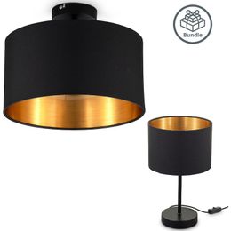 B.K.LICHT Deckenleuchte E27 2 Stk. schwarz-gold