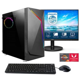 Hyrican Gaming-PC-Komplettsystem »Onyx SET02351« 27 ′′ AMD Ryzen 5 Radeon Graphics 16 GB RAM 1.000 GB SSD Windows 11, inklusive 27" Monitor Philips...