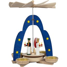 SAICO Original Weihnachtspyramide &raquo;Tischpyramide, Engel und Bergmann&laquo; f&uuml;r 4 Teelichte, Hx&Oslash;: 25x17 cm Holz teilmassiv, Sperrholz