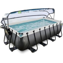 EXIT Framepool &raquo;inkl. Poolabdeckung und W&auml;rmepumpe&laquo; 5-tlg., BxLxH: 200x400x100 cm, mit Sandfilteranlage und Poolleiter schwarz &Oslash;/B/H/L: Breite 200...