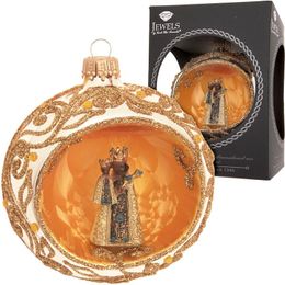 Christbaumschmuck &raquo;Reflexkugel mit schwarzer Madonna&laquo; Christbaumschmuck aus Glas, mundgeblasen, handgefertigt, Baumkugel gold Glas