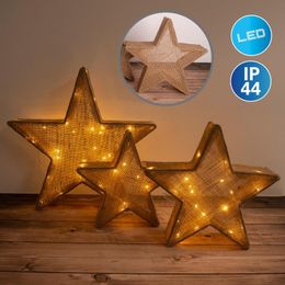 Näve NÄVE LED Stern »Weihnachtsstern, 3er Set Deko-Weihnachtssterne, Weihnachtsdeko aussen« 1 Stk. Warmweiß Leuchtmittelabstand: ca. 10cm, Farbe: braun,...