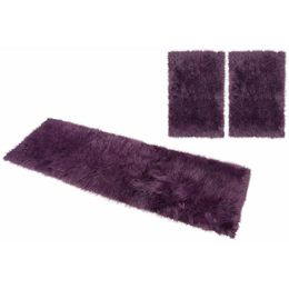 Kinzler Hochflor-Bettumrandung &raquo;Pireo&laquo; H&ouml;he 70 mm 3 Stk. tlg. L&auml;ufer-Set, Kunstfell, synthetischer Flokati, Uni-Farben, waschbar beere...