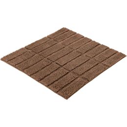 Kleine Wolke Badematte &raquo;Tiles&laquo; H&ouml;he 13 mm rutschhemmend beschichtet fu&szlig;bodenheizungsgeeignet Badteppich, Uni Farben, Hoch-Tief Effekt orange Baumwolle