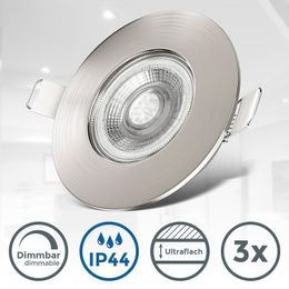 B.K.LICHT LED Einbauleuchte »BK_EL1282 3er Set Bad Einbauspots, Dimmbar, IP44, LED Einbausstrahler« LED-Modul 3 Stk. Warmweiß 3.000K, 460Lm, 5W,...