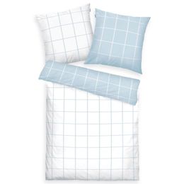 Tom Tailor HOME Bettwäsche »LARGE CHECK in Gr. 135x200cm oder 155x220cm« 2 Stk. tlg. new bedroom, gewebtes Label Crisp White & Sky Blue...