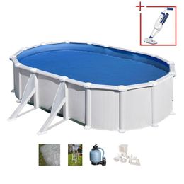 GRE Ovalpool &raquo;ATLANTIS inkl. Zubeh&ouml;r und seitlichen St&uuml;tzen&laquo; H&ouml;he: 132 cm, in versch. Gr&ouml;&szlig;en erh&auml;ltlich wei&szlig; &Oslash;/B/H/L: Breite 375 cm x H&ouml;he 132 cm x...