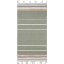 Tom Tailor HOME Hamamtuch »HAMAM-STREIFEN« 90x180 cm, gestreift, mit geknoteten Fransen, ideal als Strandtuch olive Obermaterial: 100% Baumwolle...