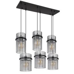 Globo LIGHTING Pendelleuchte »GORLEY« E27 1 Stk. Design Glasstäbe, Deckenlampe, Wohnzimmer, Esszimmer, Hängelampe schwarz matt