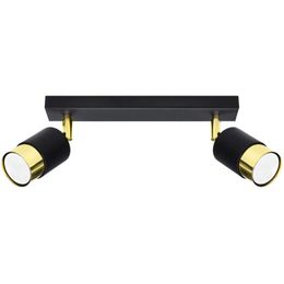 SOLLUX LIGHTING Deckenleuchte »NERO« GU10 1 Stk. beweglicher Lampenschirm Goldfarben/Schwarz