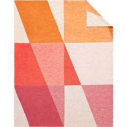 Ibena Wohndecke »Kuscheldecke Hawi« mit grafischem Muster beere/orange Obermaterial: 58% Baumwolle, 35% Polyacryl, 7% Polyester B/L: 150 cm x 200 cm