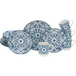 Creatable Kombiservice »Fresco Blau, Kombi-Service 16-tlg« Ornamentmotiv, Mediterran blau
