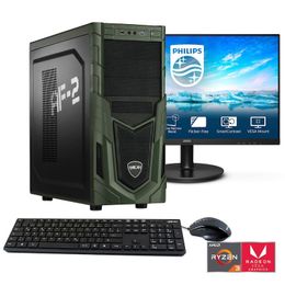 Hyrican Gaming-PC-Komplettsystem »SET02149« 27 ′′ AMD Ryzen 3 Radeon Graphics 8 GB RAM 2.000 GB HDD inklusive 27" Monitor Philips 271V8LA grün 68,6...