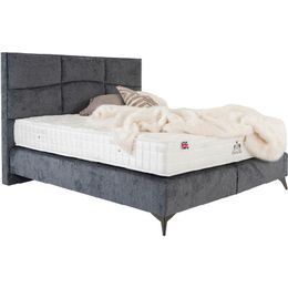 Home Affaire Boxspringbett »Violette erhältlich in den Breite 160, 180 & 200cm« inkl. Topper und extra dicker Taschen-Federkernmatratze Dunkelgrau