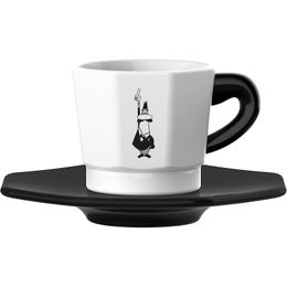 Bialetti Espressotasse 4 Tassen, 4 Untertassen schwarz/weiß