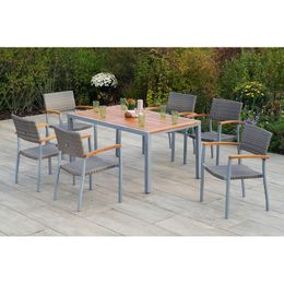 Merxx Garten-Essgruppe »Silano« 7 Stk. tlg. silber/graubeige +