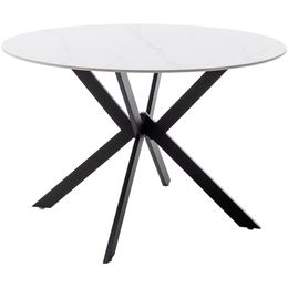 MCA furniture Esstisch »UBATE Vierfußtisch« 1 Stk. tlg. Keramik, Metall, weiß marmoriert, dining table, 4-6 Personen weiß marmoriert + schwarz matt...
