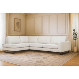 Places of Style Ecksofa »Pinto, 290 cm, Cord, Chenille, Lederoptik, Ottomane links / rechts« mit Keder, schwarze Metallfüße, Wellenunterfederung...