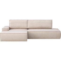 Home Affaire Ecksofa »SHERWOOD, Schlafsofa in L-Form offen (275cm), Cord, Leinenoptik« Schlaffunktion und Bettkasten, Kedernaht, hoher Sitz- &...
