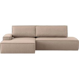 Home Affaire Ecksofa »SHERWOOD, Schlafsofa in L-Form offen (275cm), Cord, Leinenoptik« Schlaffunktion und Bettkasten, Kedernaht, hoher Sitz- &...