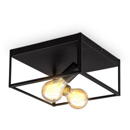 B.K.LICHT Deckenleuchte »Deckenleuchte, schwarz, 2xE27 max. 60W exkl.« E27 Deckenlampe 29 x 29 x 14 cm Schwarz E27 Fassung Schlafzimmer Flur schwarz