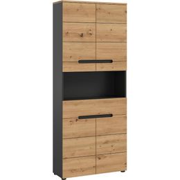 Inosign Hochschrank »REHAT, Höhe 193 cm, 4 Türen, 5 Fächer, 1 Schubkasten« Basalt grau/Artisan Eiche Nachbildung 0