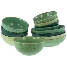 Creatable Schale »Nature Collection, Bowl Set 12-tlg« 12 Stk. aus Steinzeug Handwerklicher Look, Vintage Green Life
