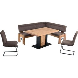 K+w Komfort & Wohnen K+W KOMFORT & WOHNEN Eckbankgruppe »Floyd« Set, 5 Stk. tlg. Stauraum-Eckbank, wahlweise rechts oder links langer Schenkel 203cm brown...