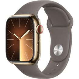 Apple Smartwatch »Watch Series 9 Edelstahl« (4, 1 cm / 1, 61 ′′) Watch OS 10;EKG;Blutsauerstoff App;Herzfrequenz Gold