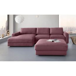 Places of Style Ecksofa »Bloomfield, bequem und elegant, OTTOs Choice, Breite 303cm, L-Form« wahlweise mit Bettfunktion und Bettkasten altrosa