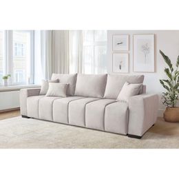 Home Affaire Schlafsofa »Bello« mit Bettfunktion, Bettkasten, Frei im Raum stellbar, Federkern beige
