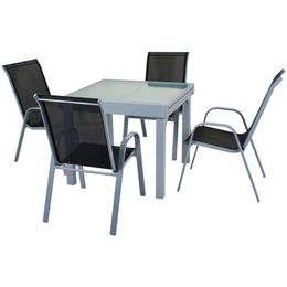 Garden Pleasure Garten-Essgruppe »LOLA« 5 Stk. tlg. grau/schwarz + Obermaterial: 100% Polyester