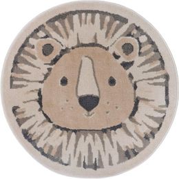 Hanse Home Kinderteppich »Adventures Lion« rund 8 mm Höhe Spielteppich, fest, Kinderzimmer, Kurzflor, Spielunterlage Creme,Grau Oberfläche: 100%...