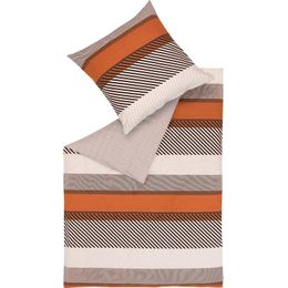 Esprit Wendebettwäsche »Lennon« 2 Stk. tlg. in kuschelweicher Flanellqualität orange/rostfarben/kupferfarben Obermaterial: 100% Baumwolle B/L: 135...