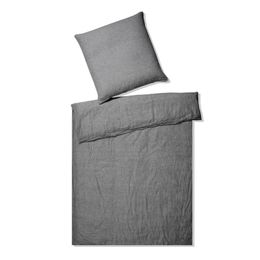 Elegante Bettwäsche »Breezee« 2 Stk. tlg. angenehmes Hautgefühl dunkelgrau Obermaterial: 50% Baumwolle, 50% Leinen B/L: 135 cm x 200 cm