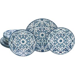 Creatable Teller-Set »Fresco Blau, Tellerset 12-tlg« Ornamentmotiv, Mediterran blau
