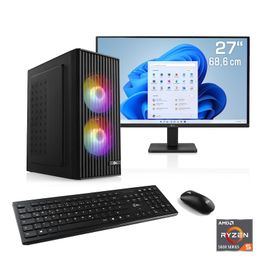 CSL PC-Komplettsystem »Spectrum V25220« 27 ′′ AMD Ryzen 5 32 GB RAM 1.000 GB SSD schwarz Inkl. 27 Zoll Full-HD Monitor, Maus, Tastatur, 300 MBit/s...