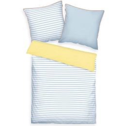 Tom Tailor HOME Bettwäsche »STRIPES WITH A KICK in Gr. 135x200cm oder 155x220cm« 2 Stk. tlg. new bedroom, farbige Paspel am Kissen Light Lemon &...
