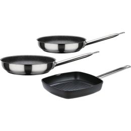 GSW Pfannen-Set »Le Chef PROFI« Aluminiumguss Set, Bratpfanne Ø 24 cm, 2 l, Ø 28 cm - 3 l, 1x Grillpfanne Ø 28 cm, 3 l, 3 Stk. tlg. Induktion...