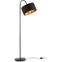 B.K.LICHT Stehlampe »BK_ST1419 Retro Stehleuchte, Schwarz-Gold, Ø30cm Stoffschirm, E27« E27 1 Stk. Schwenkbar, 1-Flammig, ohne Leuchtmittel (max....
