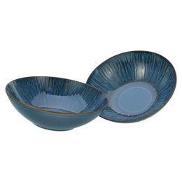 Creatable Salatschüssel »Sea Breeze blau, Salatschüssel 24 cm 2er Set« 2 Stk. aus Steinzeug Reaktive intensiv leuchtende Spezialglasur blau