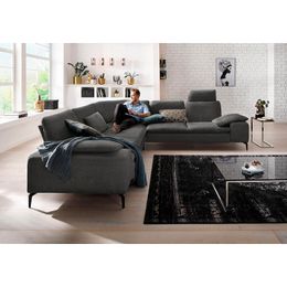 W.Schillig Ecksofa &raquo;valentinoo, Designsofa, elegant und bequem, L-Form&laquo; mit Sitztiefenverstellung, Breite 318 cm grau Chenille-Flachgewebe R66 (85% 