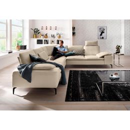 W.Schillig Ecksofa &raquo;valentinoo, Designsofa, elegant und bequem, L-Form&laquo; mit Sitztiefenverstellung, Breite 318 cm beige Longlife Xtra-Leder Z73: 