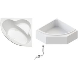 Ottofond Badewanne &raquo;Set Eckwanne&laquo; H&ouml;he 58 cm 1400 mm/420 mm, Eckwanne wei&szlig; Sanit&auml;racryl
