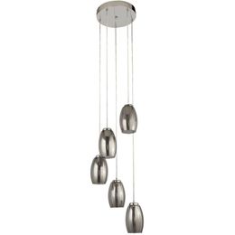Searchlight LED-Hängeleuchte »Hängeleuchte Cyclone, 5-flammig« LED-Modul 1 Stk. Warmweiß Stalaktit-Optik Chrom und Rauchglas