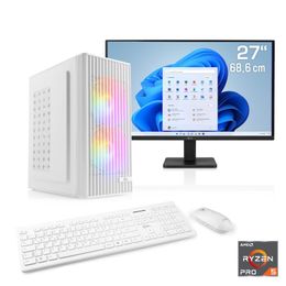CSL PC-Komplettsystem »Spectrum V25212« 27 AMD Ryzen 5 16 GB RAM 500 GB SSD weiß Inkl. 27 Zoll Full-HD Monitor, Maus, Tastatur, 300 MBit/s WLAN-Karte