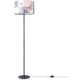 Paco Home Stehlampe »Cosmo 220« E27 Lampe Kinderzimmer Kinderlampe Babyzimmer E27 Schmetterling Blumen weiß