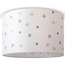 Paco Home Deckenleuchte »Hugo Dots« E27 Deckenleuchte Stofflampe Wohnzimmer Lampenschirm Punkte Retro Bunt Weiß