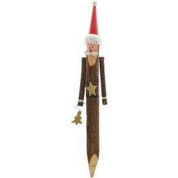 MyFlair MÖBEL & ACCESSOIRES Gartenstecker »Weihnachtsdeko aussen« Weihnachtsmann Motiv, aus Holz, Höhe ca. 25 cm rot