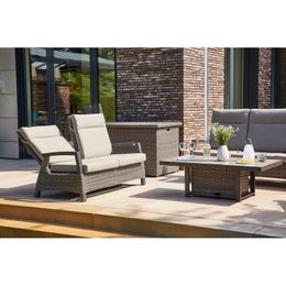 siena GARDEN Gartenlounge-Set »Corido« Set, 8 Stk. tlg. bestehend aus 2 Sesseln, 1 Bank, 1 Tisch und 4 Auflagen charcoal grey, matt anthrazit +